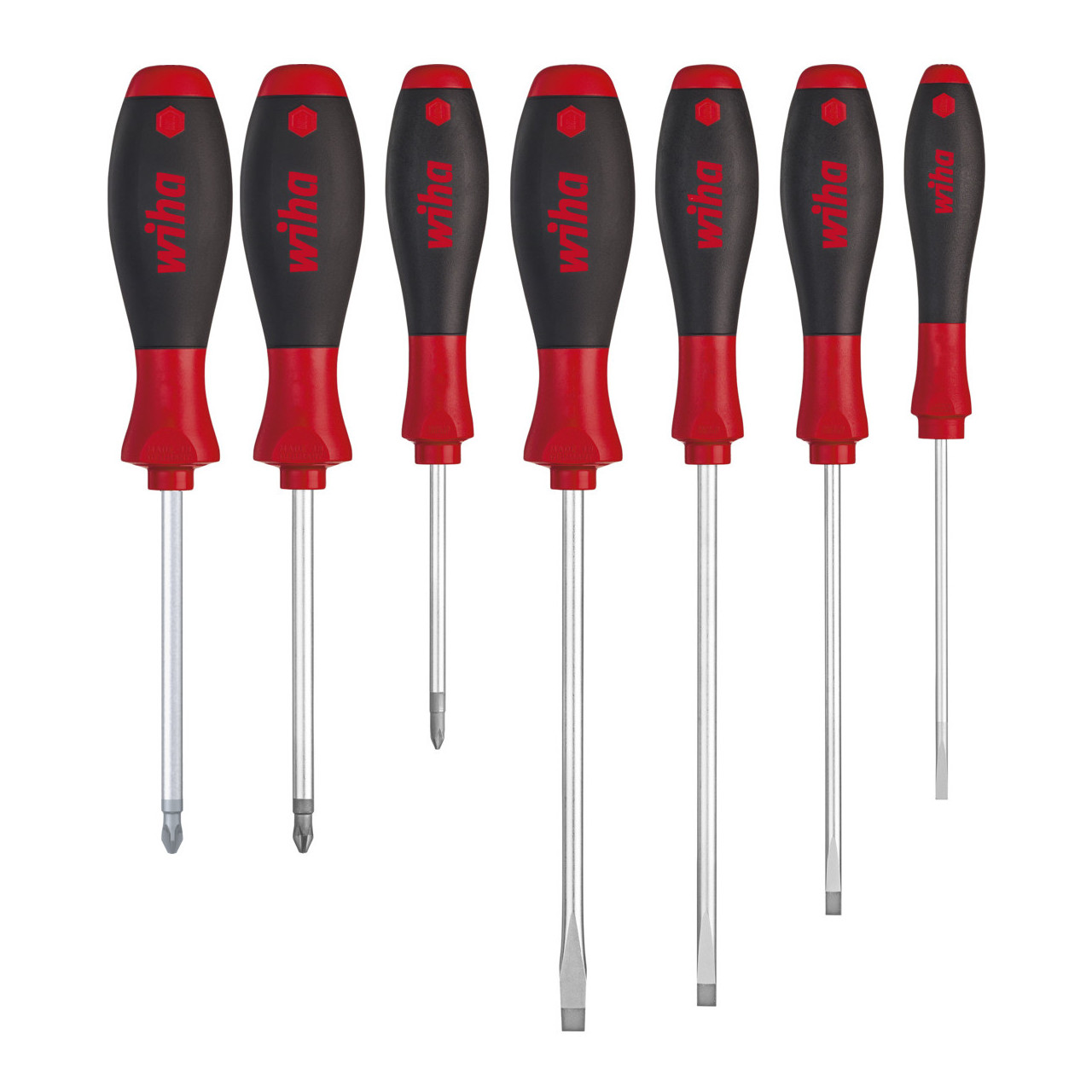 WIHA Zestaw wkrętaków płaskich/ krzyżowych PZ i PH, SoftFinish, 7-cz. 44866
